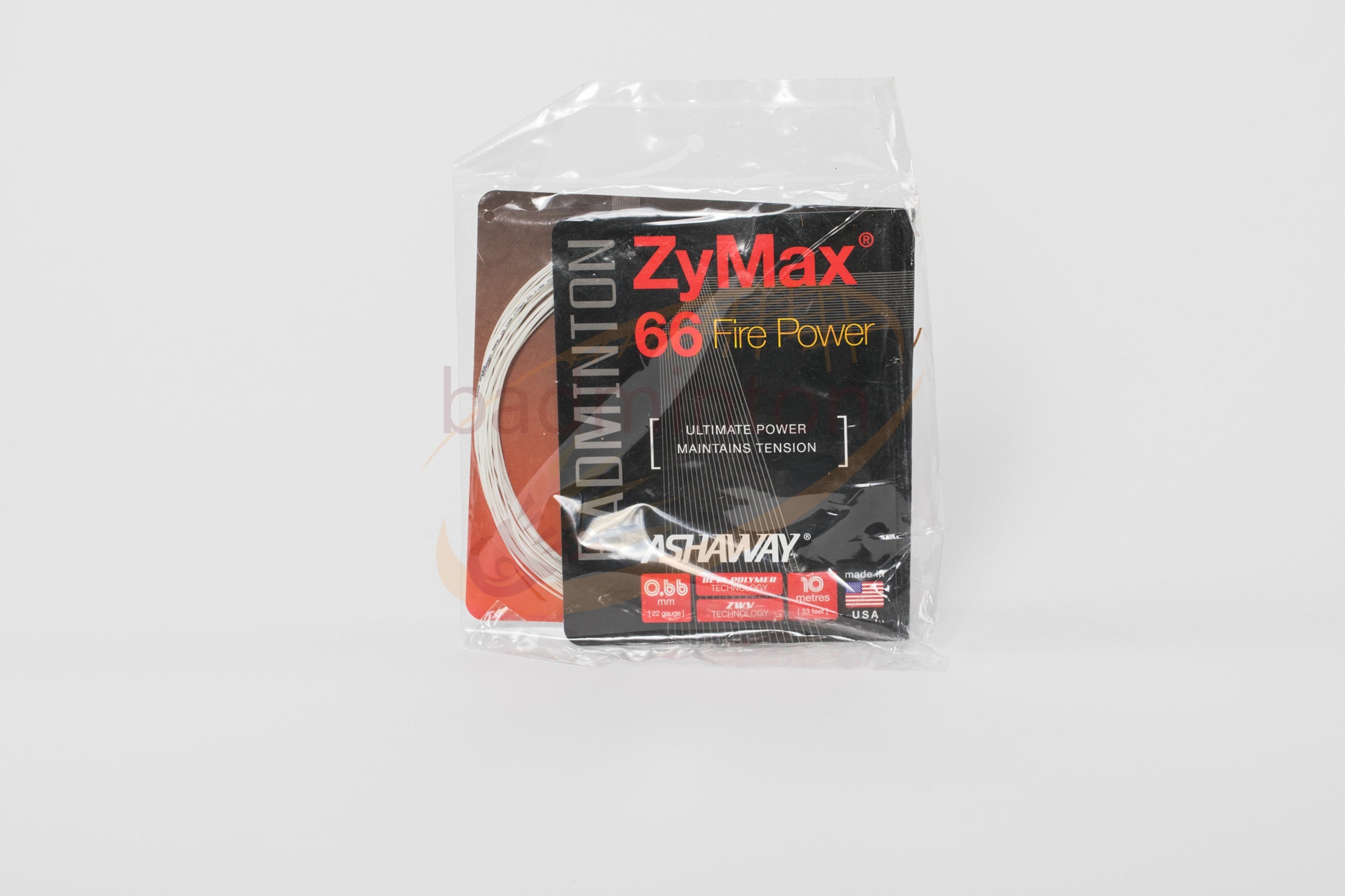 Ashaway ZyMax 66 Fire Power Badminton String (Orange or White)